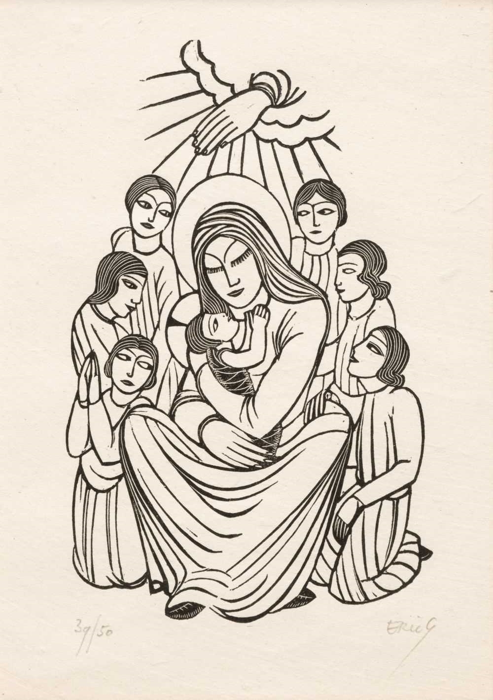 Eric Gill | Madonna and Child with Children (1925) | MutualArt