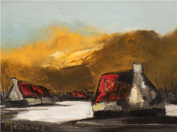 Paul Permeke | Winter landscape with sun behind clouds | MutualArt