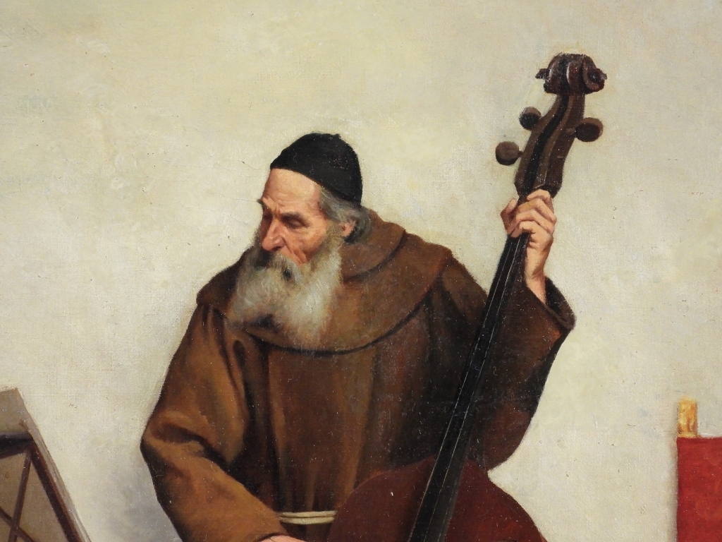 Valentino Valentini | Valentino Valentini Musician Monk Painting (19th ...