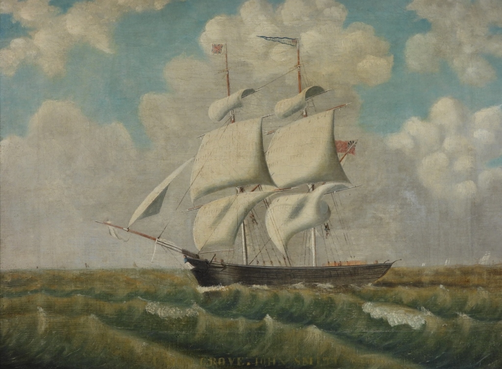 American School, 19th Century | 19C Impressionist Maritime Sloop Ship ...