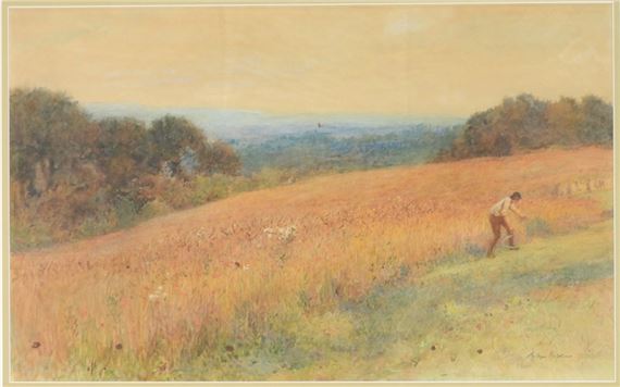 Arthur Hopkins | Arthur Hopkins Wheat Field WC Painting | MutualArt