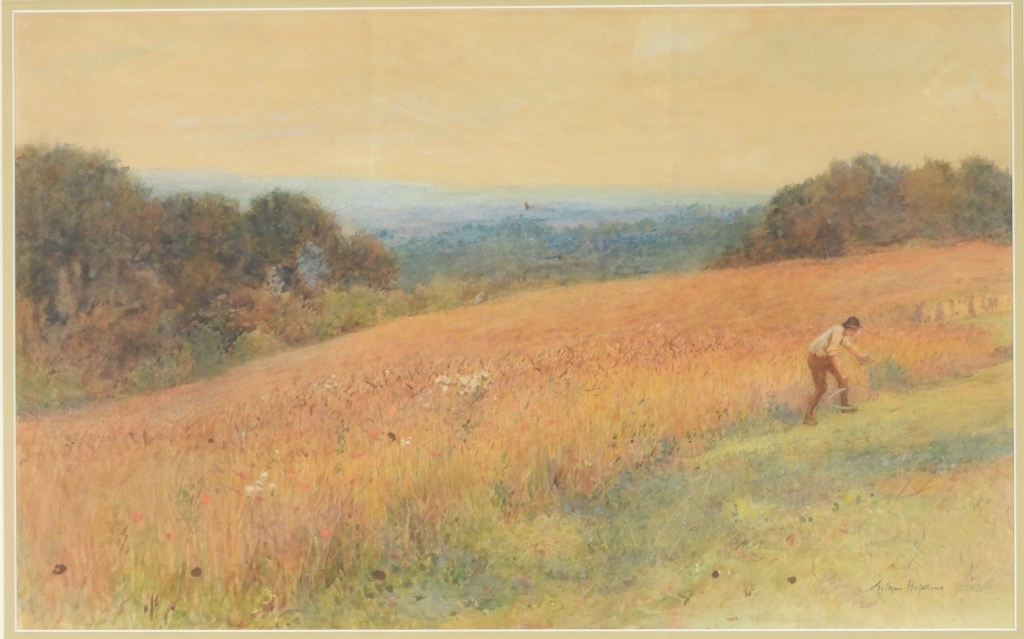Arthur Hopkins | Arthur Hopkins Wheat Field WC Painting | MutualArt