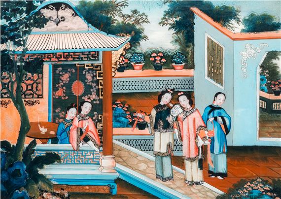 Chinese School, 19th Century | A Chinese reverse glass painting in ...