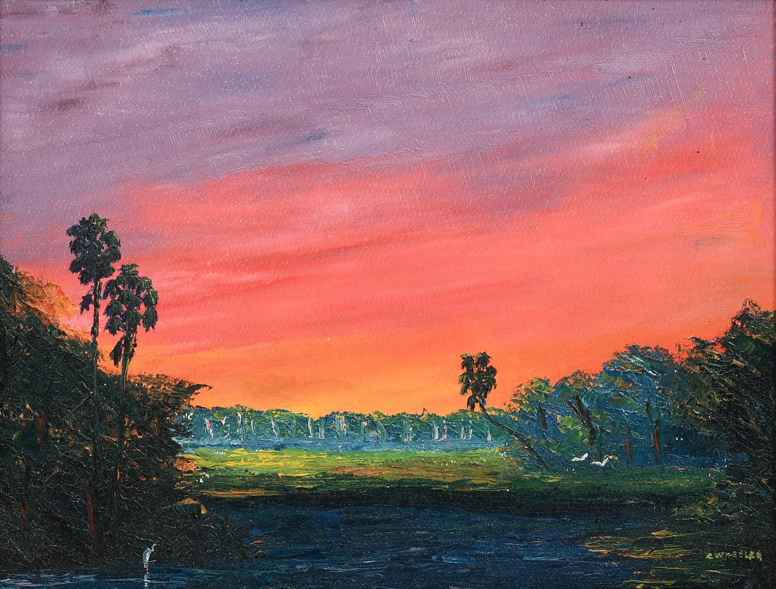 Charles Chico Wheeler | Florida Highwaymen Sunset Scene from the River ...