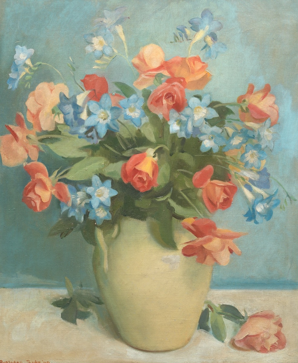 Rutledge Bate | Still Life with Freesia & Roses (1940) | MutualArt