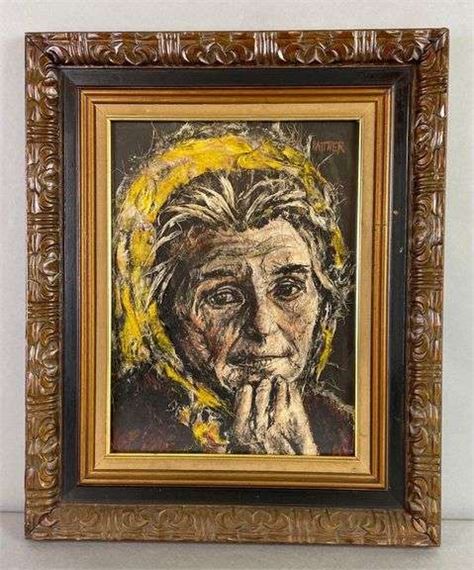 Abraham Rattner | Vintage Abraham Rattner Mixed Media Old Woman ...