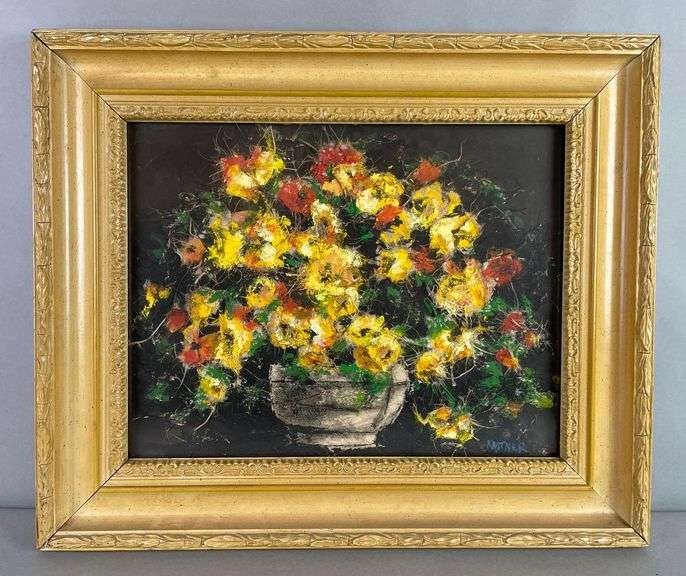 Abraham Rattner | Vintage Abraham Rattner Mixed Media Flowers in Vase ...