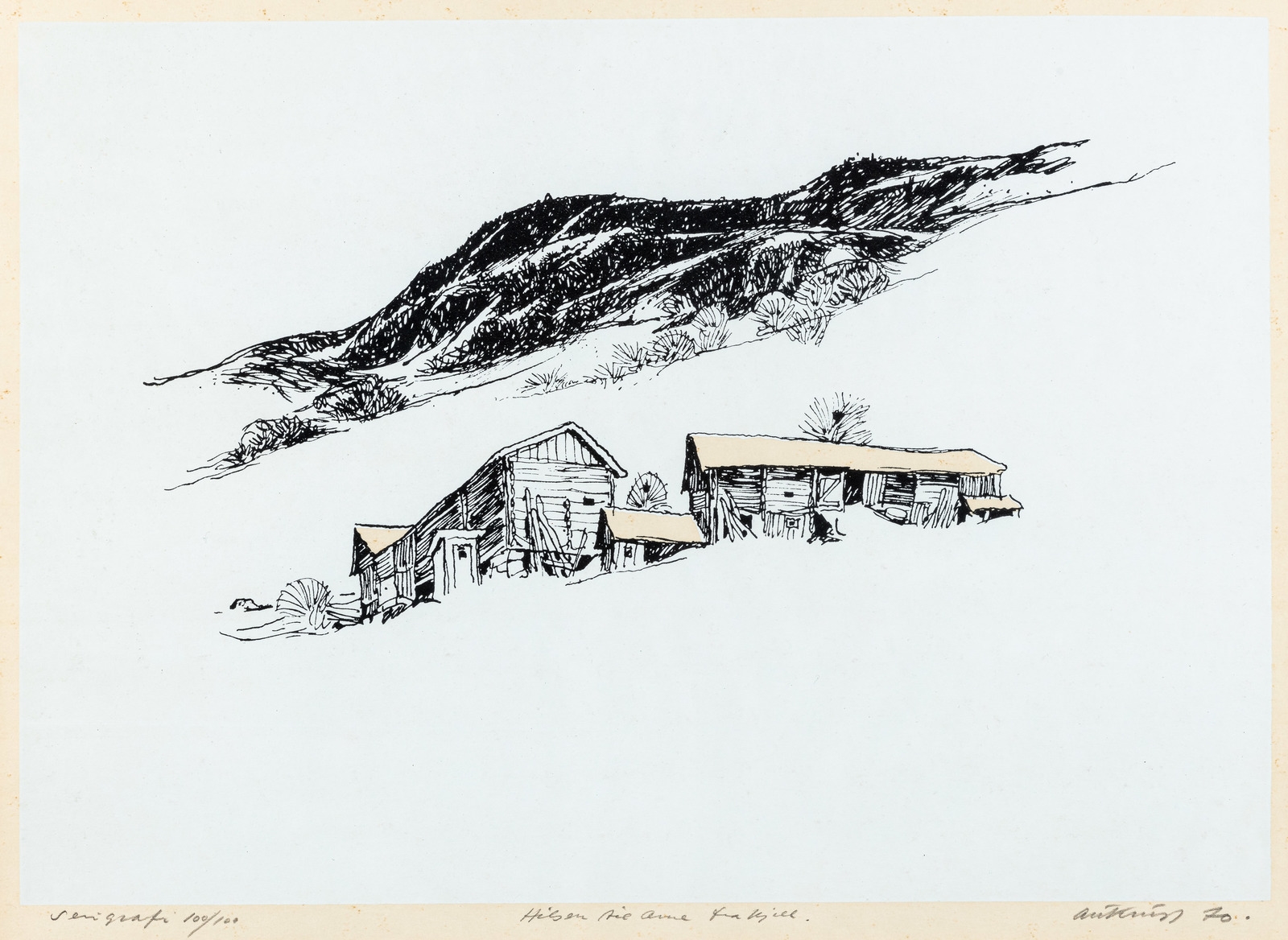 Kjell Aukrust | Vinterlandskap med gårdsbruk (70) | MutualArt