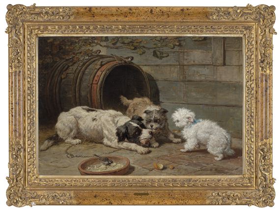 Henriette Ronner-Knip | Dogs fighting over a bone | MutualArt
