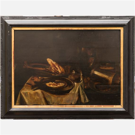Roelof Koets | still life with meat and pewter | MutualArt