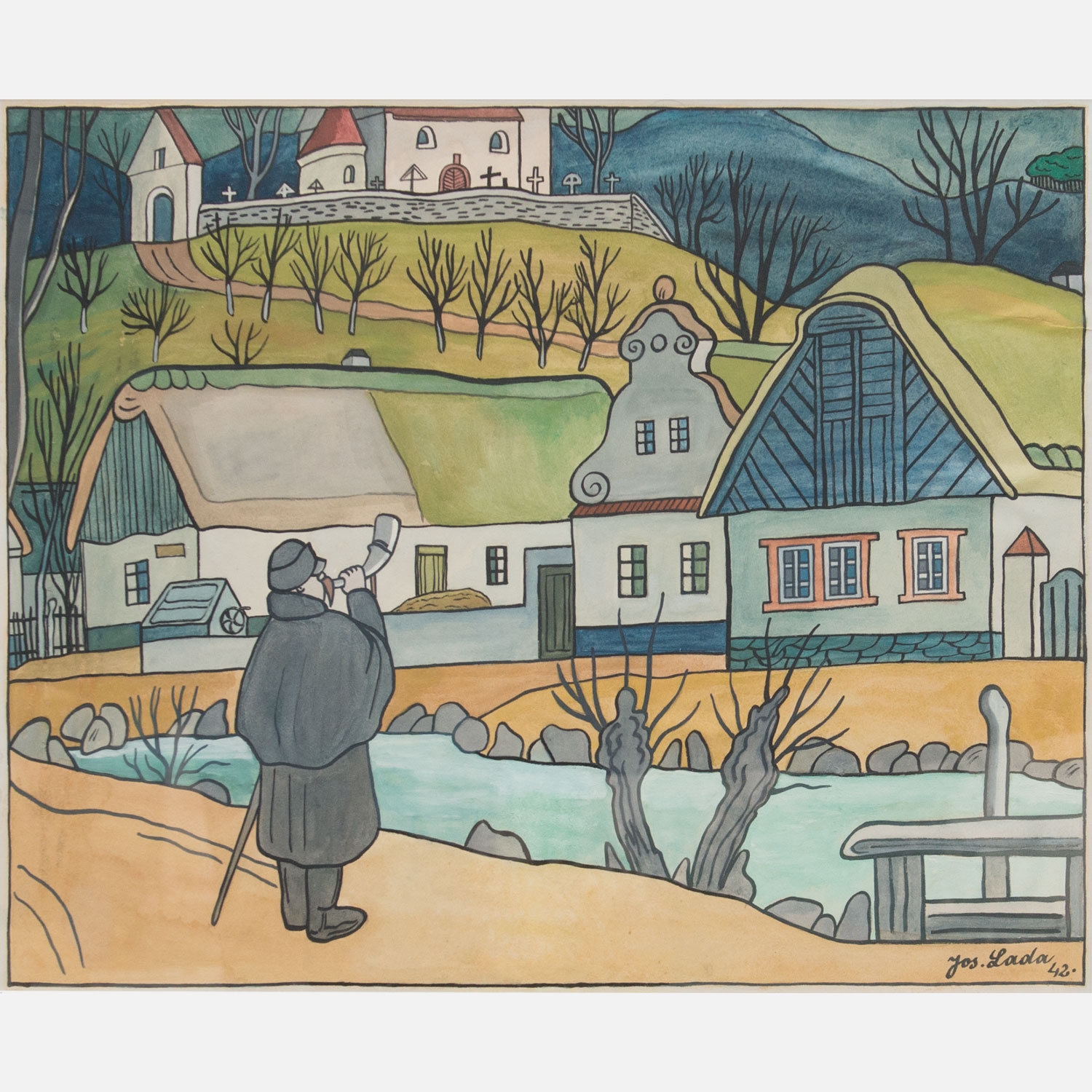 Josef Lada | the post master (1942) | MutualArt