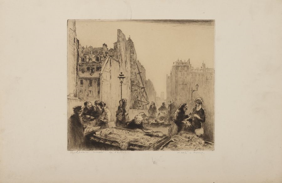 Edgar Chahine | The fallen helmsman; Market in Paris | MutualArt