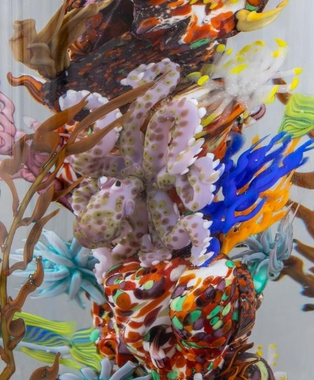 Randall Grubb | magnum glass column sculpture depicting a marine life ...
