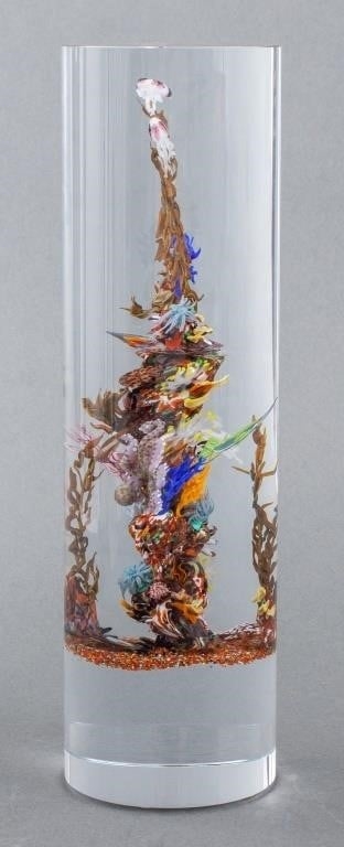 Randall Grubb | magnum glass column sculpture depicting a marine life ...