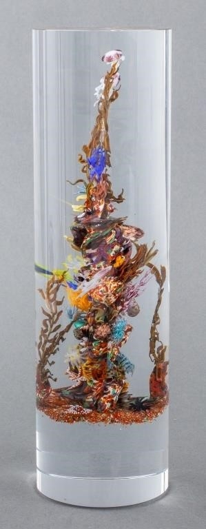 Randall Grubb | magnum glass column sculpture depicting a marine life ...