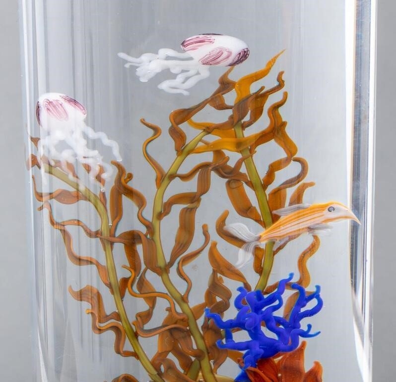 Randall Grubb | magnum glass column sculpture depicting a marine life ...