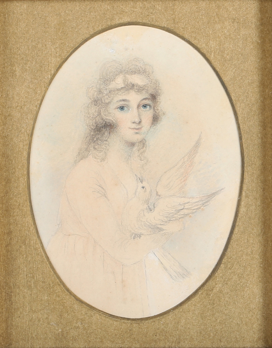 Richard Cosway | Oval Portrait of a Young Lady with Blue Eyes (19th ...
