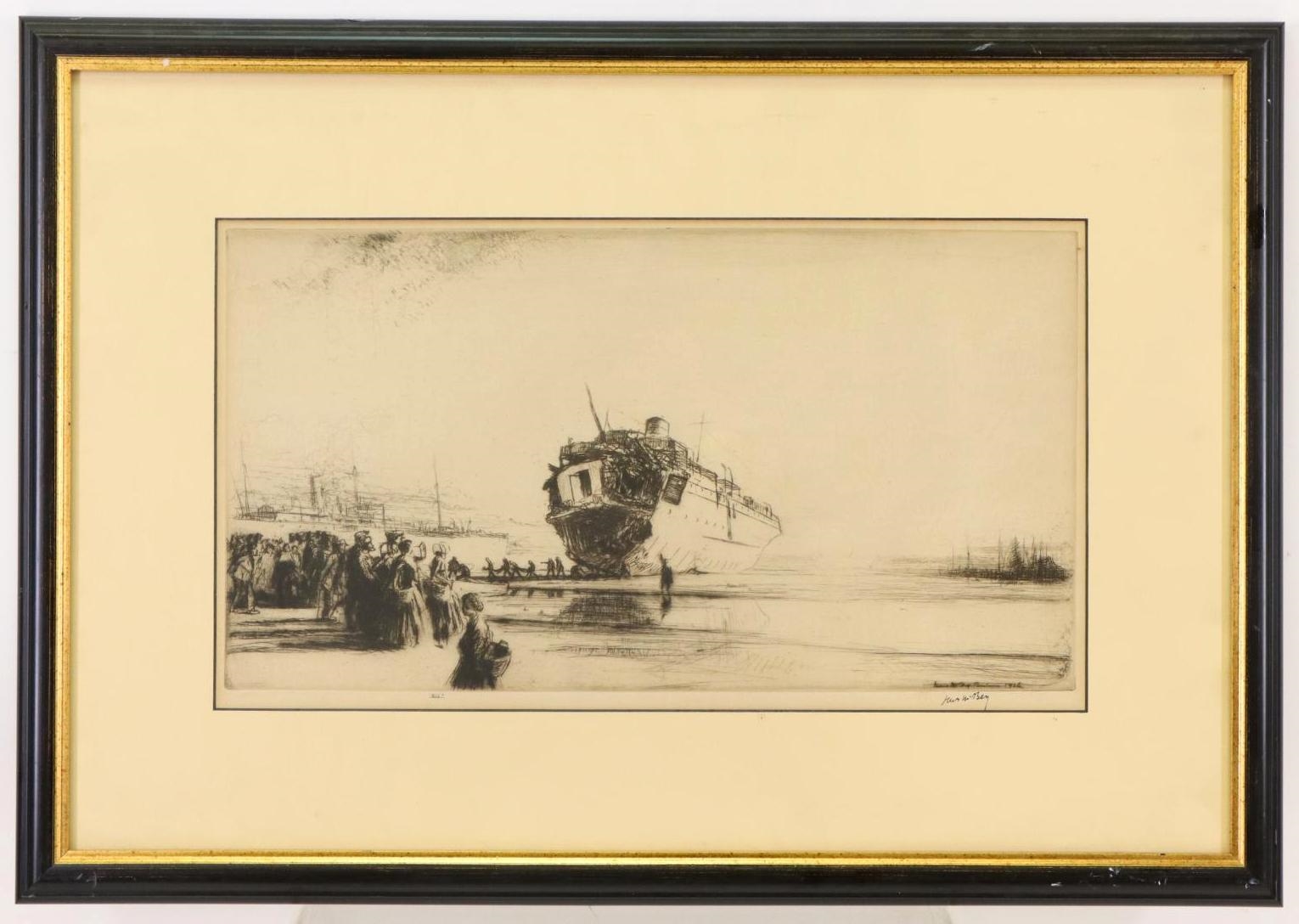 James McBey | The Torpedoed Sussex Beached at Boulogne (1916) | MutualArt