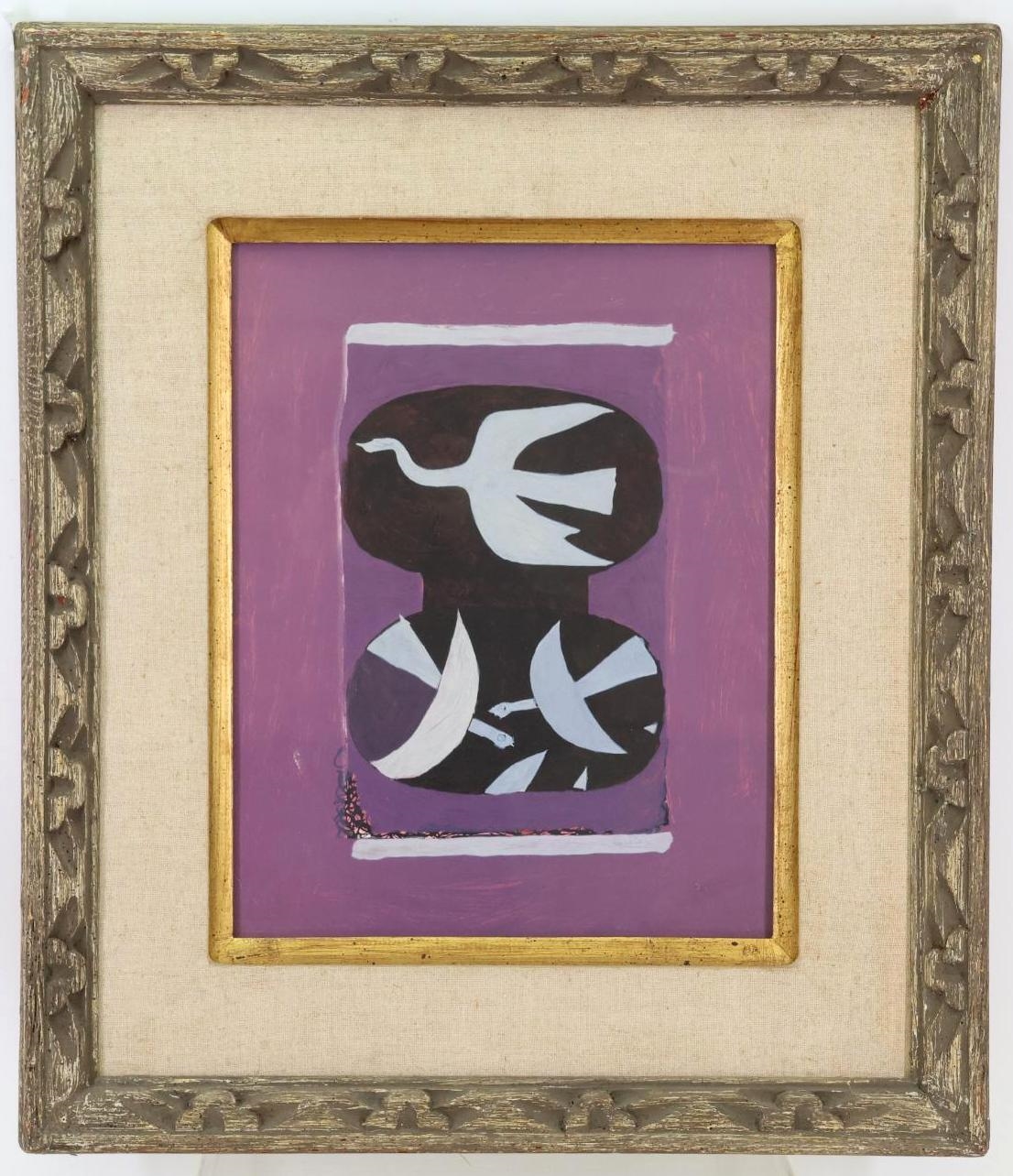 Georges Braque | Trois Oiseaux Sur Fond Violet | MutualArt