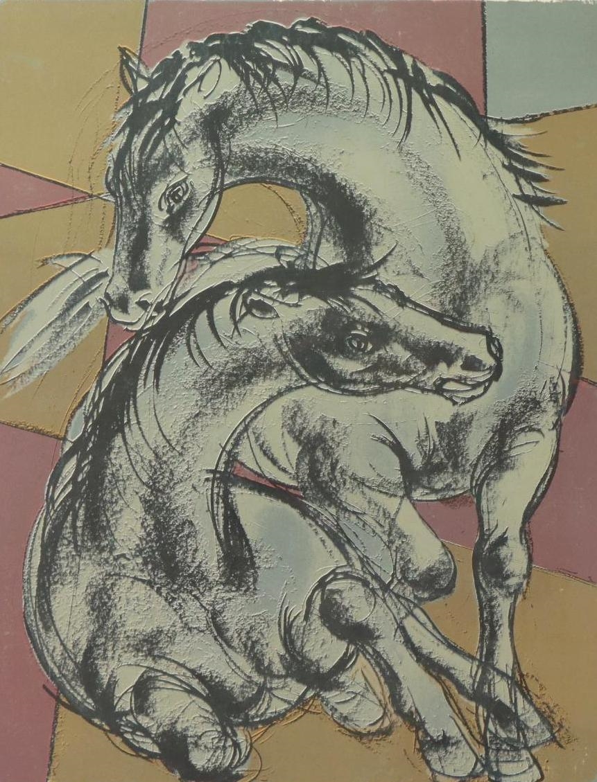 Hans Erni | Surreal scene of horses | MutualArt