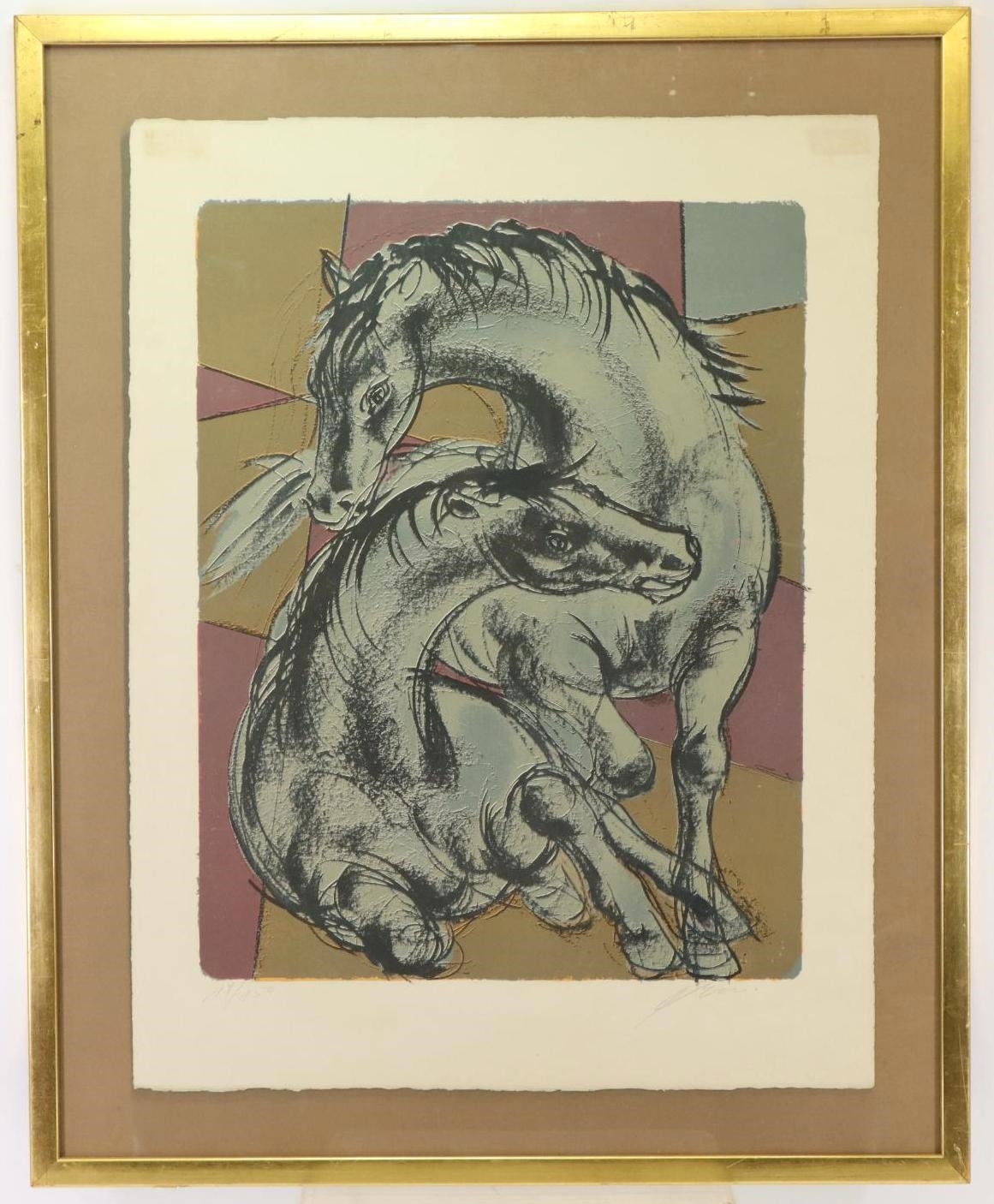 Hans Erni | Surreal scene of horses | MutualArt