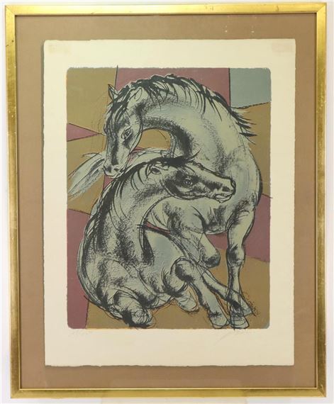 Hans Erni | Surreal scene of horses | MutualArt