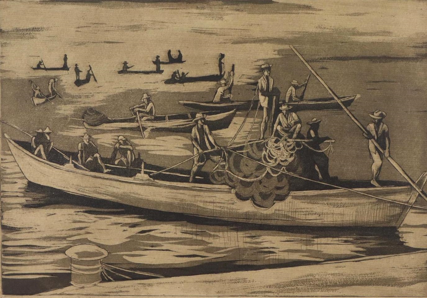 Moshe Gat | Fleet of fishing vessels (1959) | MutualArt