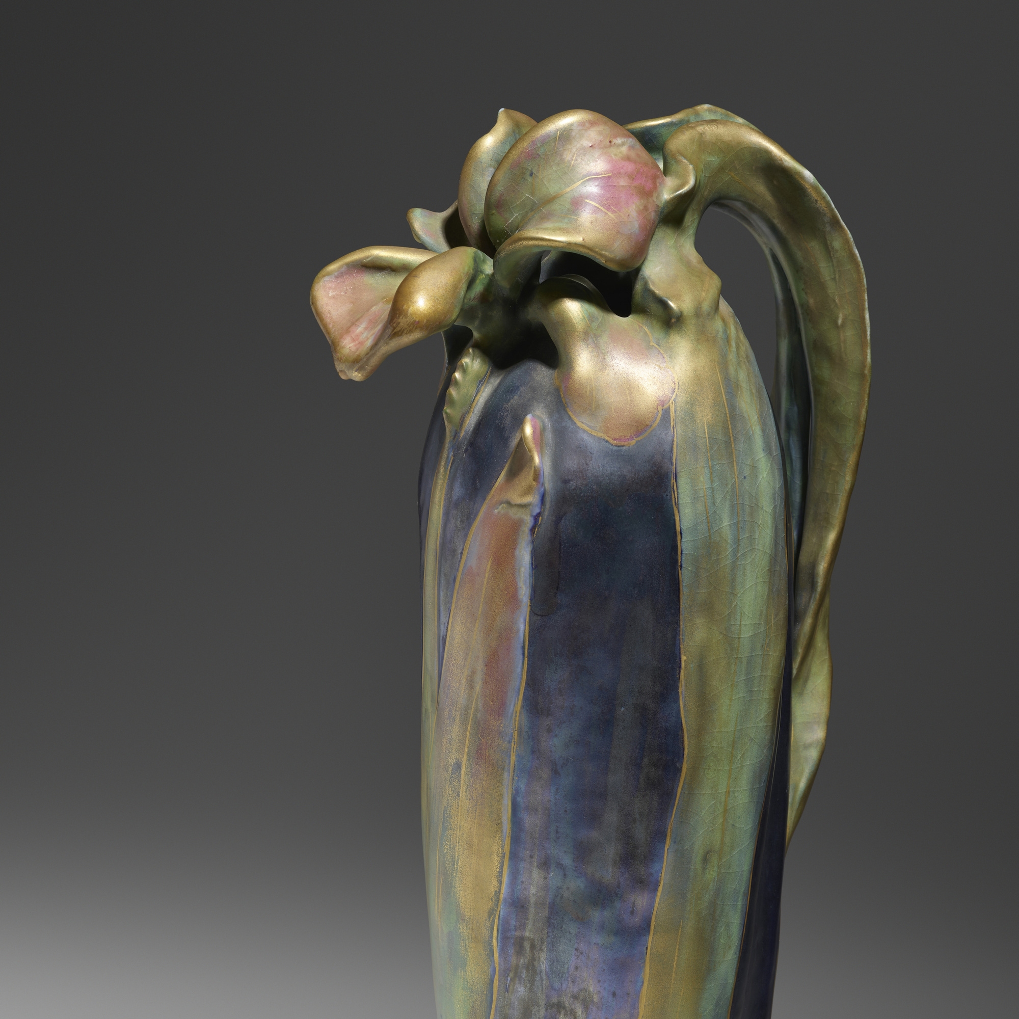 Riessner, Stellmacher & Kessel | Tall ewer with iris (Circa 1900 ...
