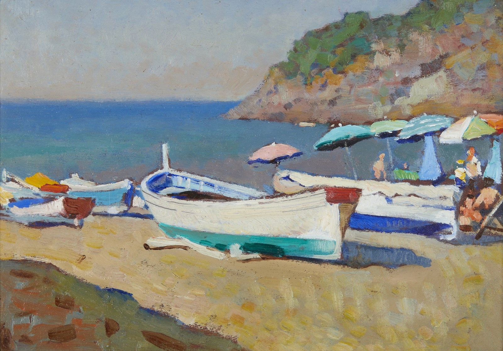 Cafiero Filippelli | Boats on the beach of Bonassola (1963) | MutualArt