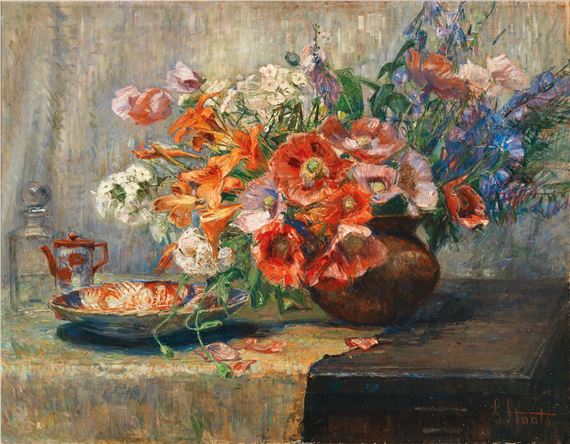Gertrud Staats | Stillleben mit Mohnblumen und Glockenblumen | MutualArt