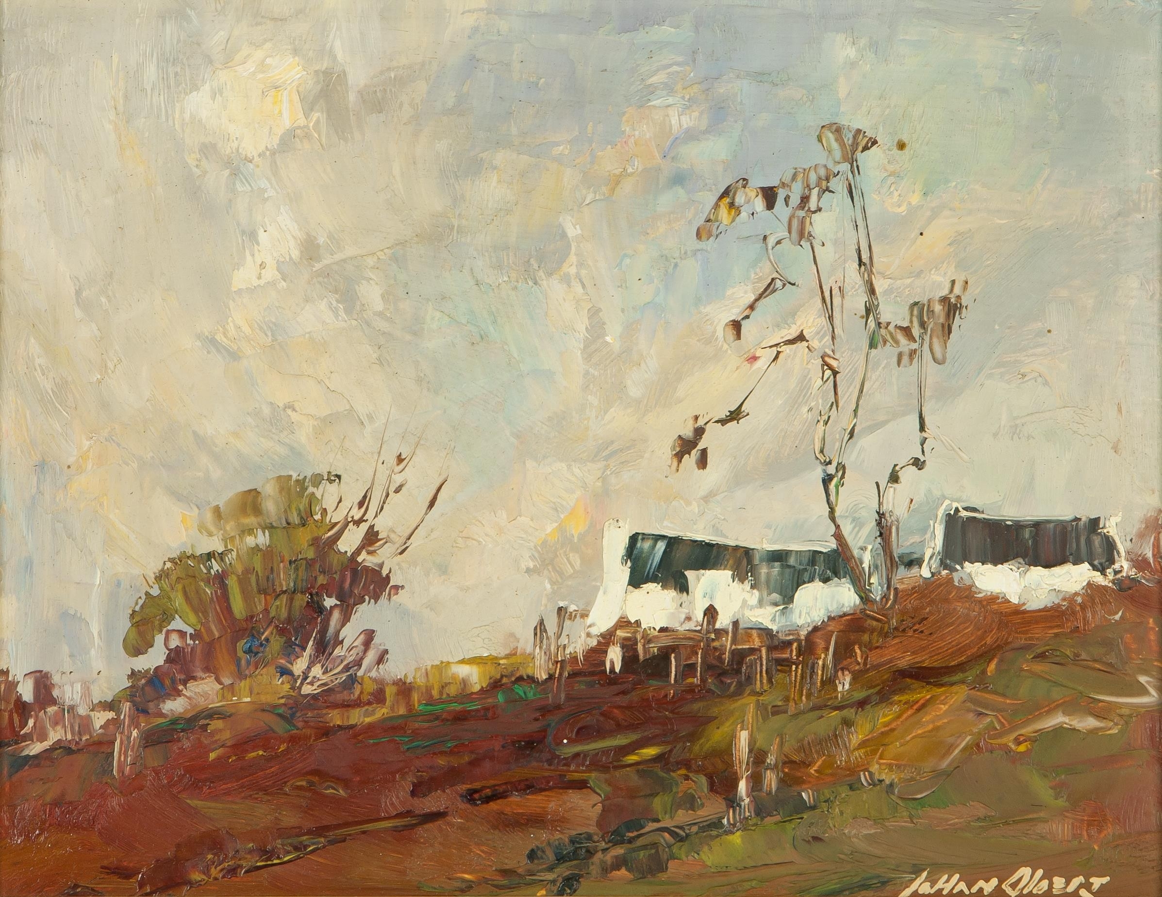 Johannes Oldert | 1984) LANDSCAPE WITH TREE and LANDSCAPE WITH HOUSES ...