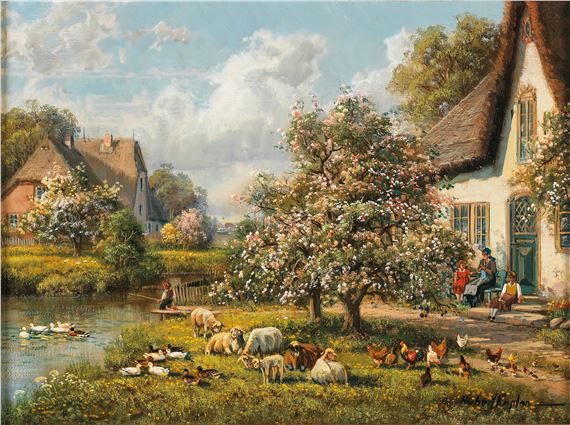 Hubert Kaplan | Landidylle mit blühenden Bäumen (1940) | MutualArt