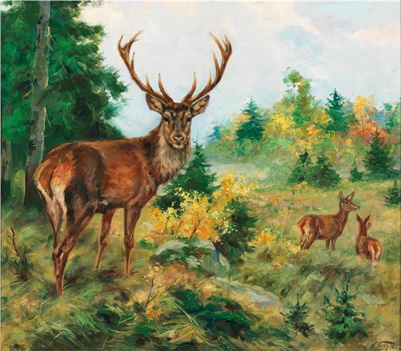Erich Dichtl | Kapitaler Hirsch am Waldrand | MutualArt