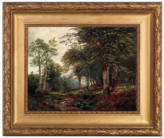 Jacobus Johannes van Poorten | Hirsche im Wald (1896) | MutualArt