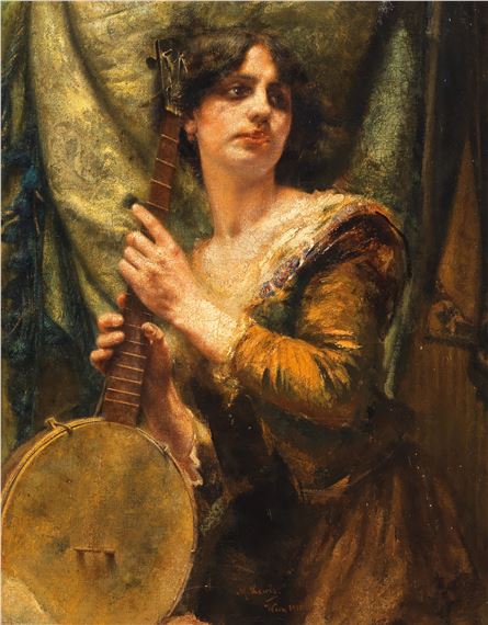 Max Lewis | Die Mandolinenspielerin (1910) | MutualArt
