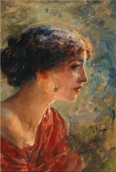 Ferdinand Max Bredt | Junge Dame mit Ohrring im Profil (1911) | MutualArt
