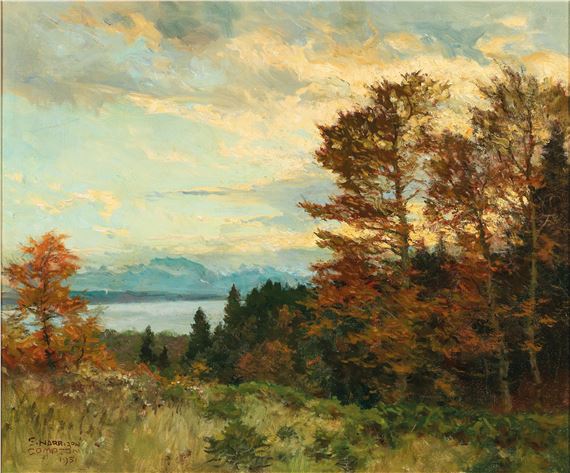 Edward Harrison Compton | Berchtesgadener Flusslandschaft mit Blick auf ...