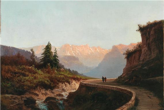 Alfred Godchaux | Spaziergeher auf der Alpenstraße (1882) | MutualArt