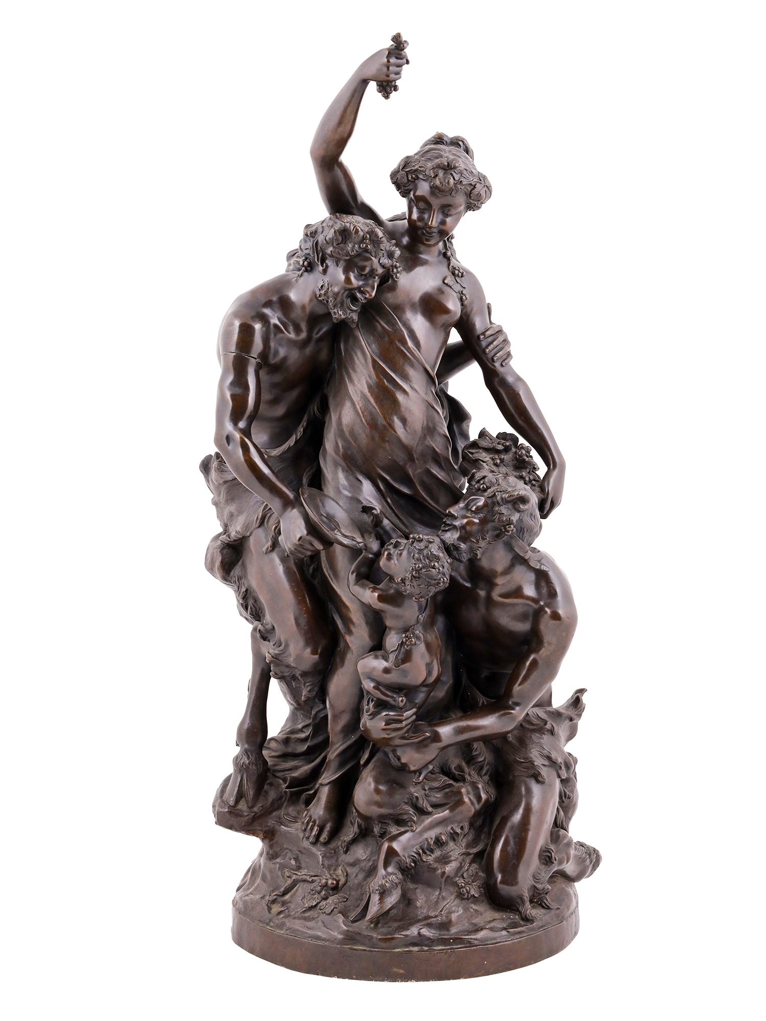 Claude Michel Clodion | A Bacchanalia scene with satyrs feeding, a ...