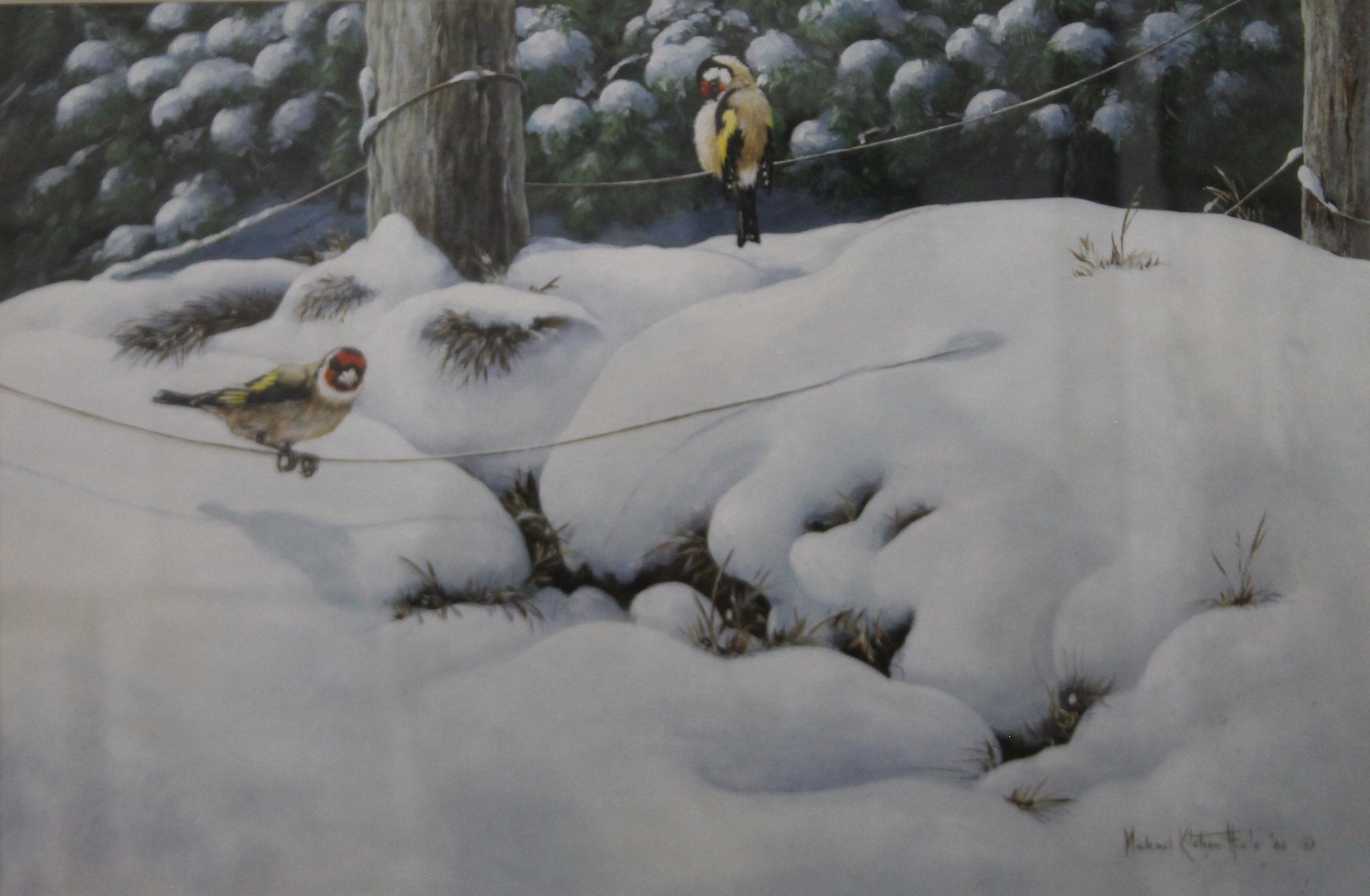 Michael Kitchen Hurle | Goldfinches in Snow (1986) | MutualArt