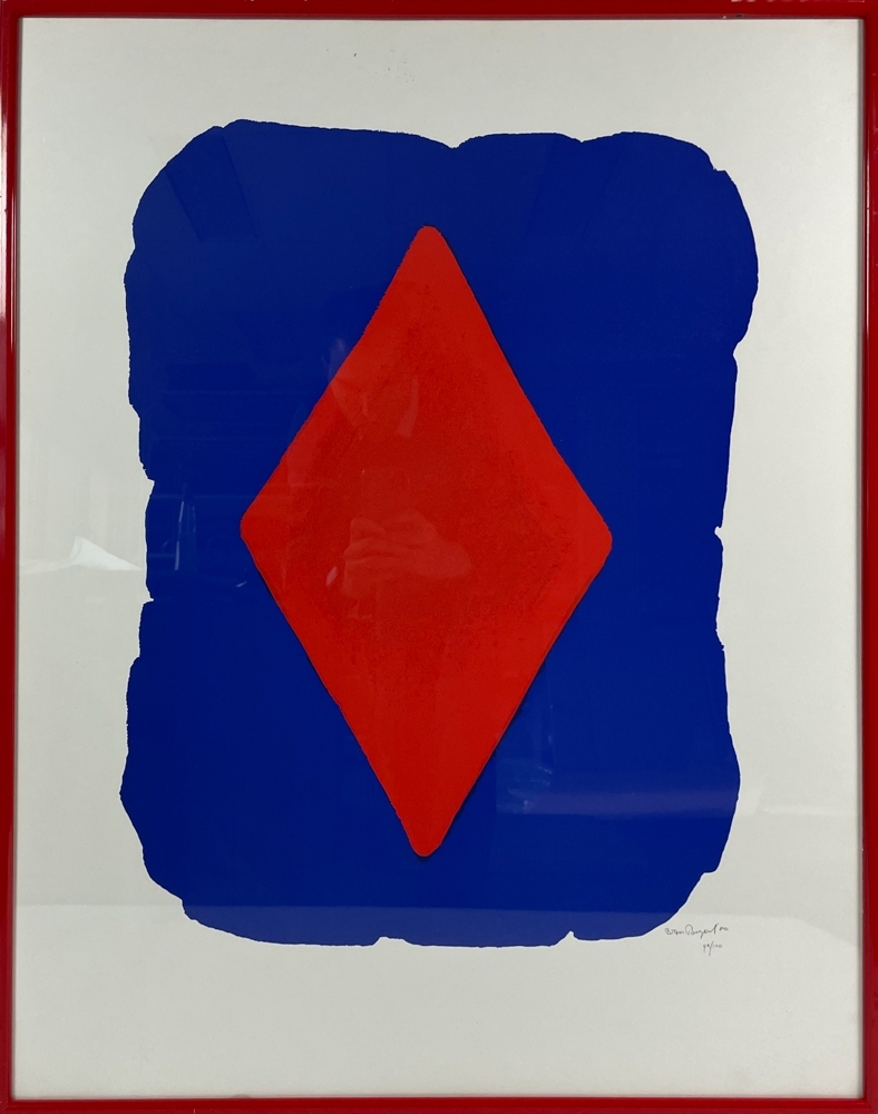 Bram Bogart | Rode ruit op blauw (1980) | MutualArt