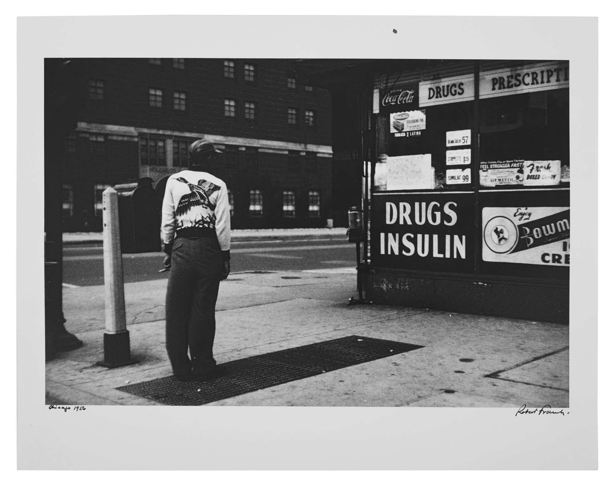 Robert Frank | 'Chicago' (Man and Pharmacy) (1956) | MutualArt