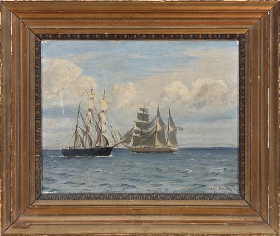 Christian Blache | Seascape with two siling ships (1901) | MutualArt