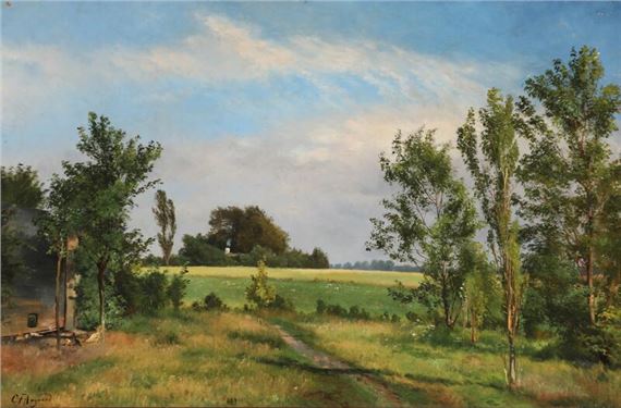 Carl Frederik Aagaard | Landscape with trees in sunshine | MutualArt