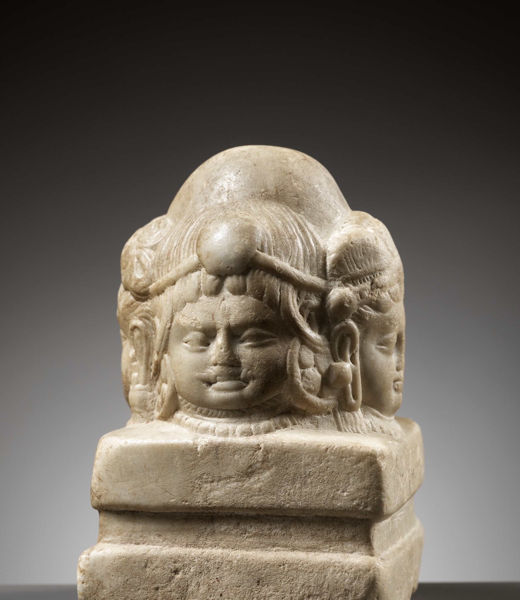 Indian School, 8th Century | A RARE MARBLE LINGA WITH FOUR FACES ...