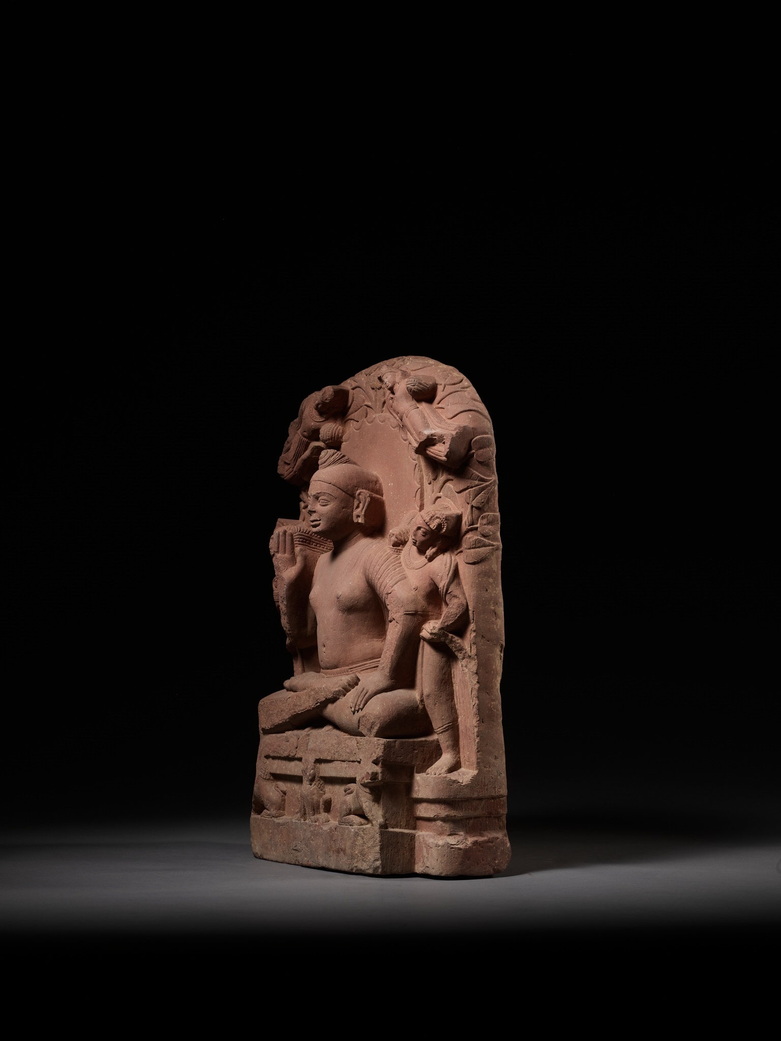 Indian School | A PINK SANDSTONE STELE DEPICTING BUDDHA, MATHURA, 2ND ...