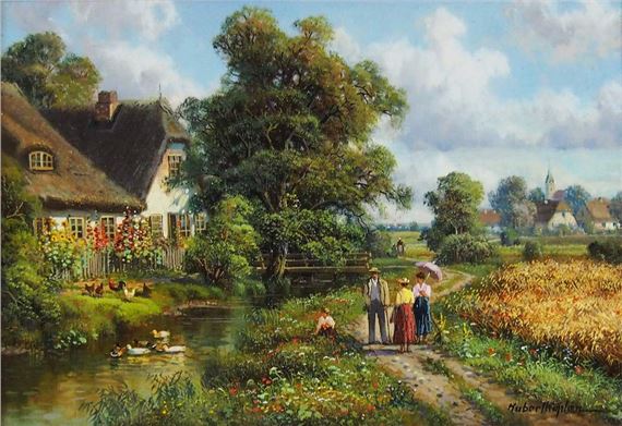 Hubert Kaplan | Sommer-Spaziergang am Bach. (1996) | MutualArt