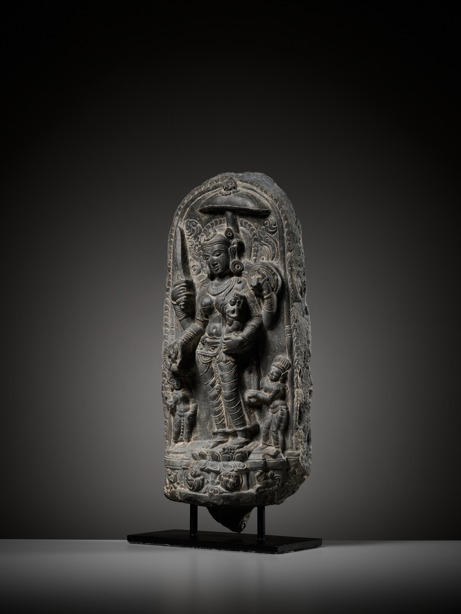 Indian School, 12th Century | A RARE BLACK STONE STELE OF PARVATI, PALA ...