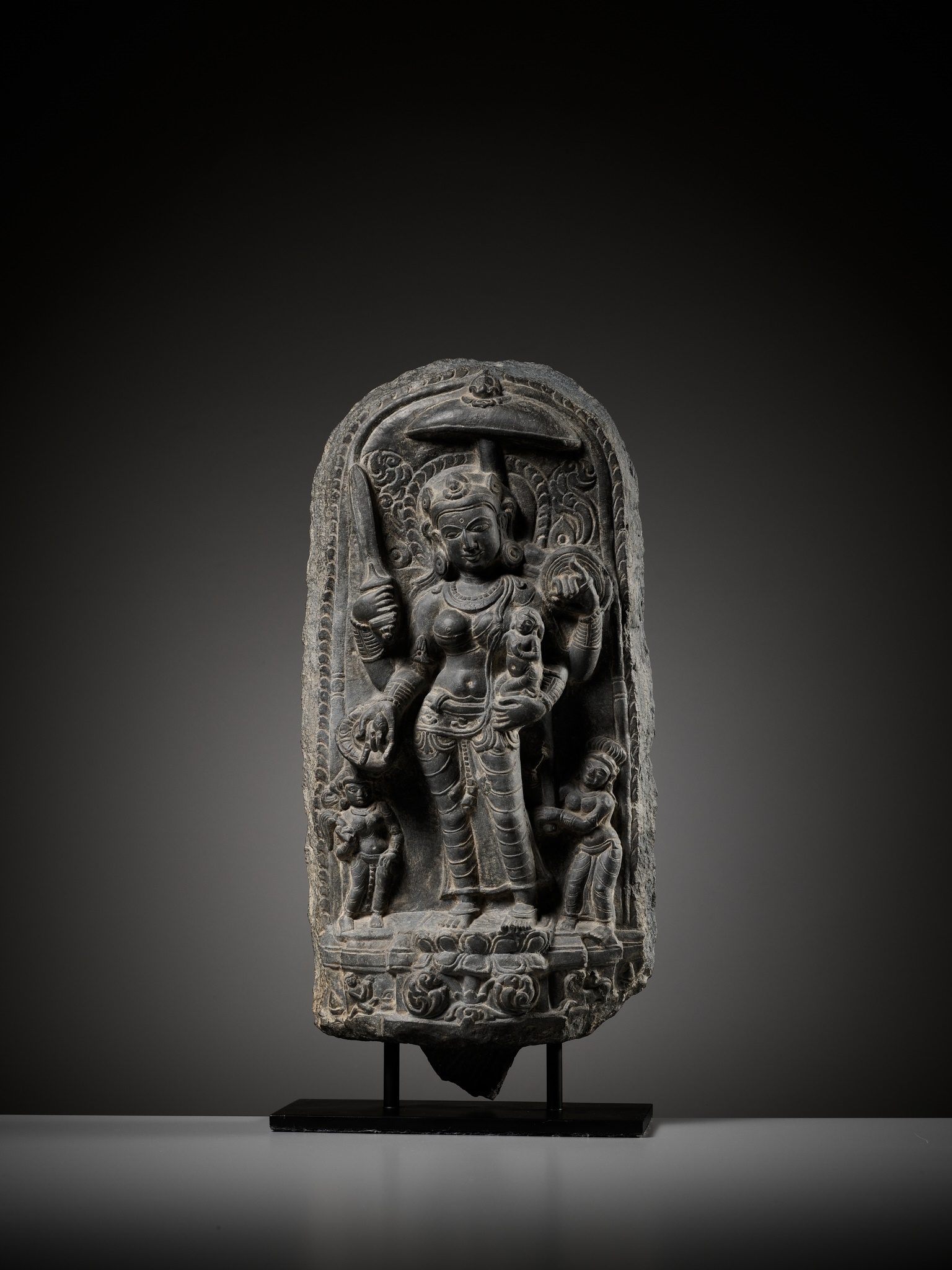Indian School, 12th Century | A RARE BLACK STONE STELE OF PARVATI, PALA ...