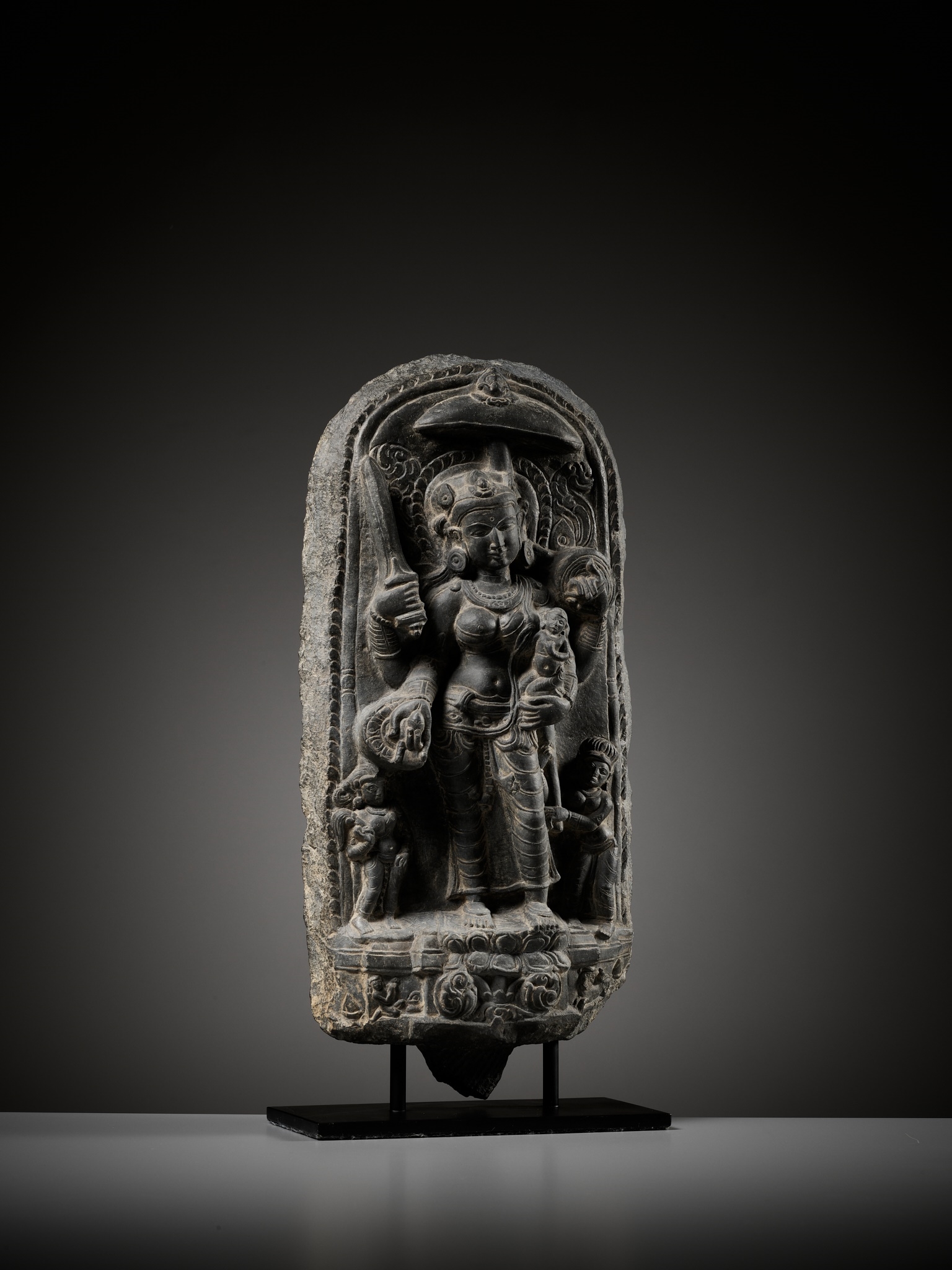 Indian School, 12th Century | A RARE BLACK STONE STELE OF PARVATI, PALA ...